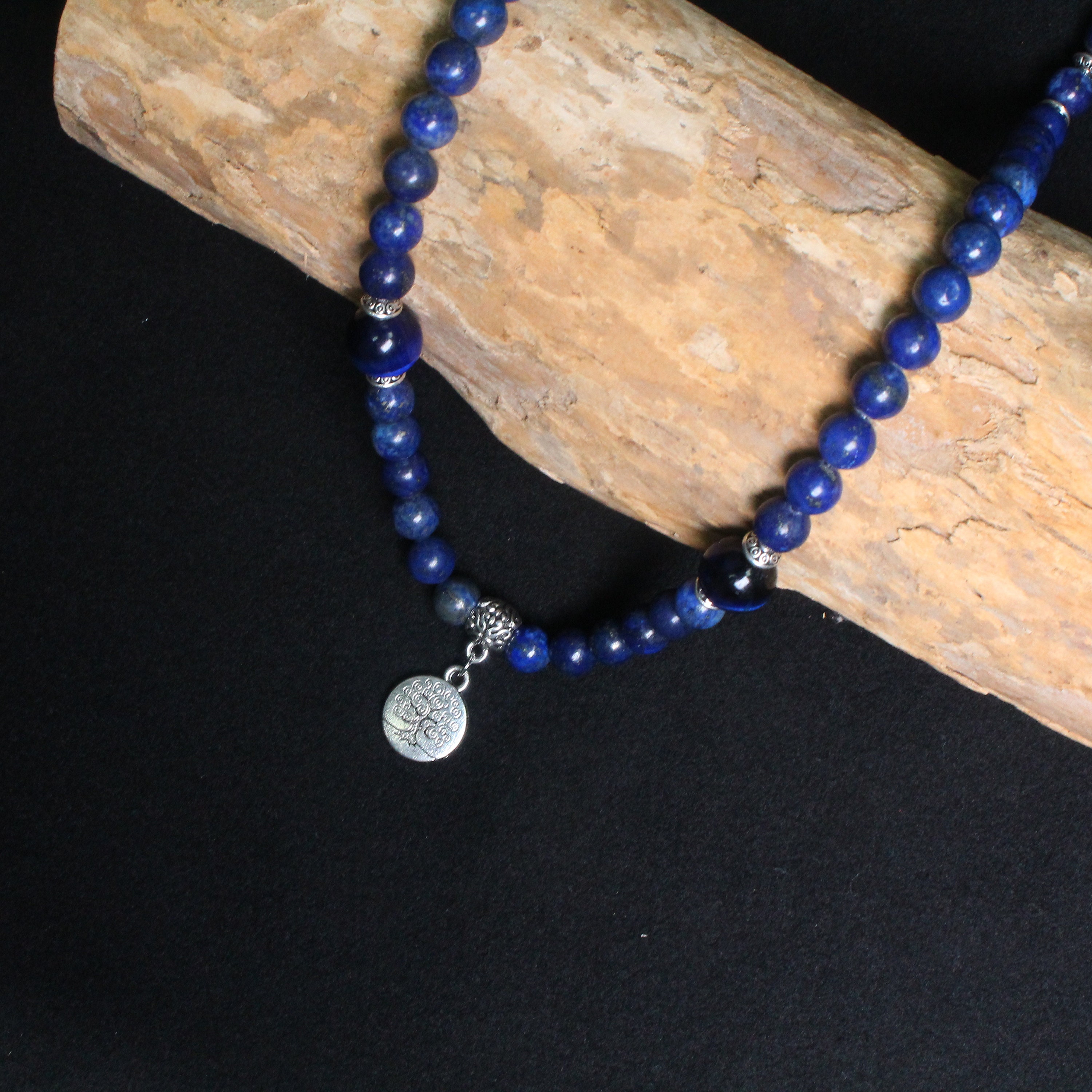 108 Mala Lapis Man-made Lazuli Necklace, 108 Beads Rosary Bracelet Wrap ...