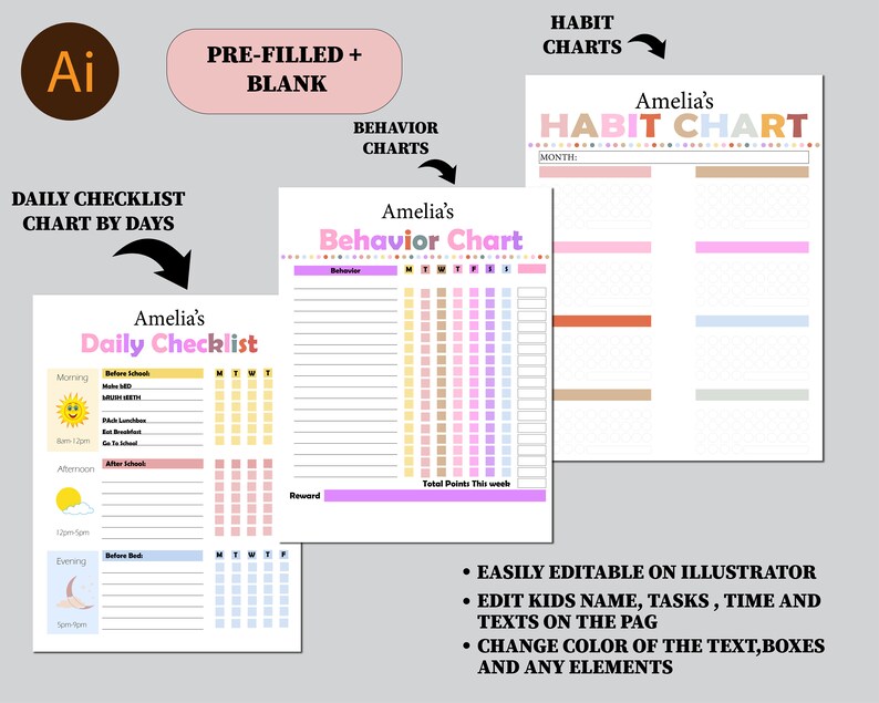 Editable Chore Chart for Kids, Cleaning Checklist, Toddler Kid Teen ...
