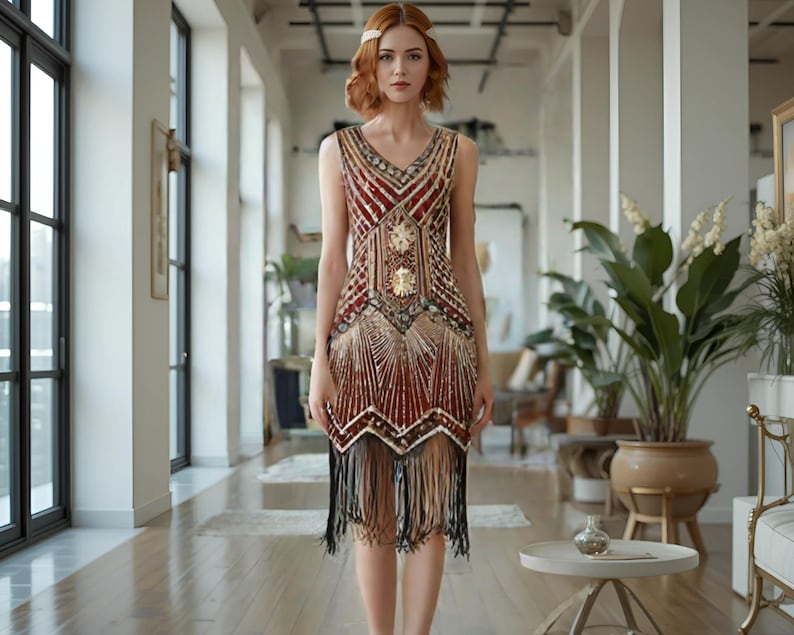 Handmade 1920s Flapper Dress, Art Deco Sequin Fringe, Gatsby Party - Etsy