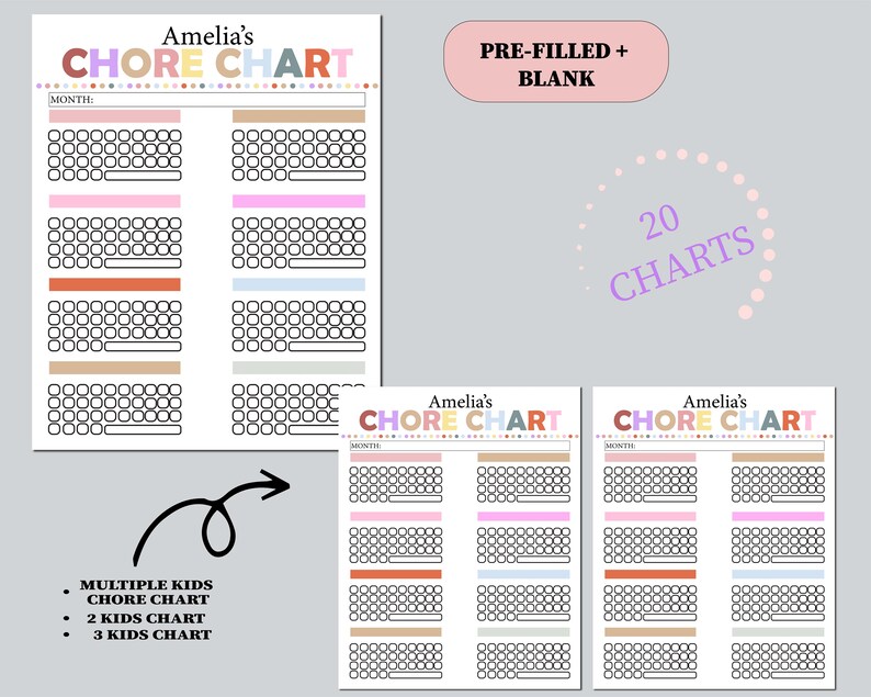 Editable Chore Chart for Kids, Cleaning Checklist, Toddler Kid Teen ...