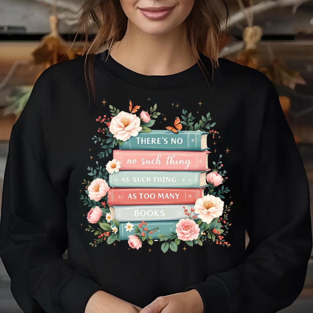 There's No Such Thing as Too Many Book PNG, Book Lover Png, Retro Book Png, Digital Download ...