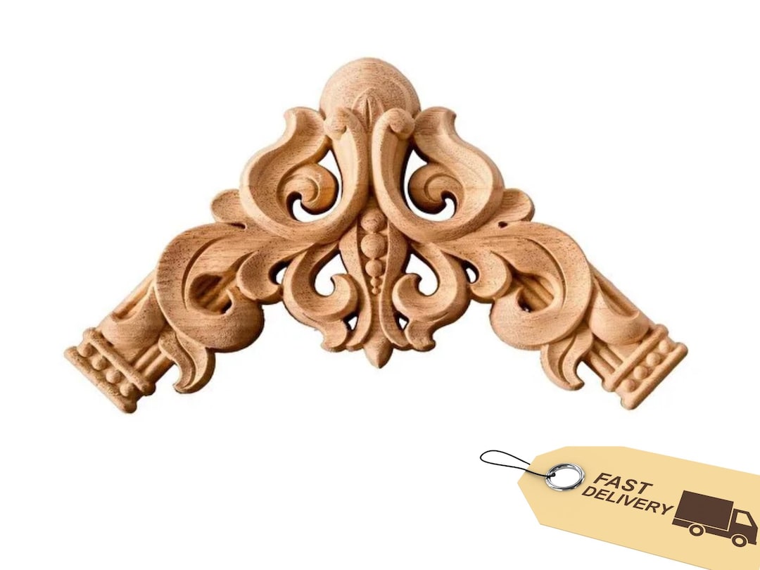 Unpainted Wooden Corner Carved Applique • Decorative Wood Onlay • DIY ...