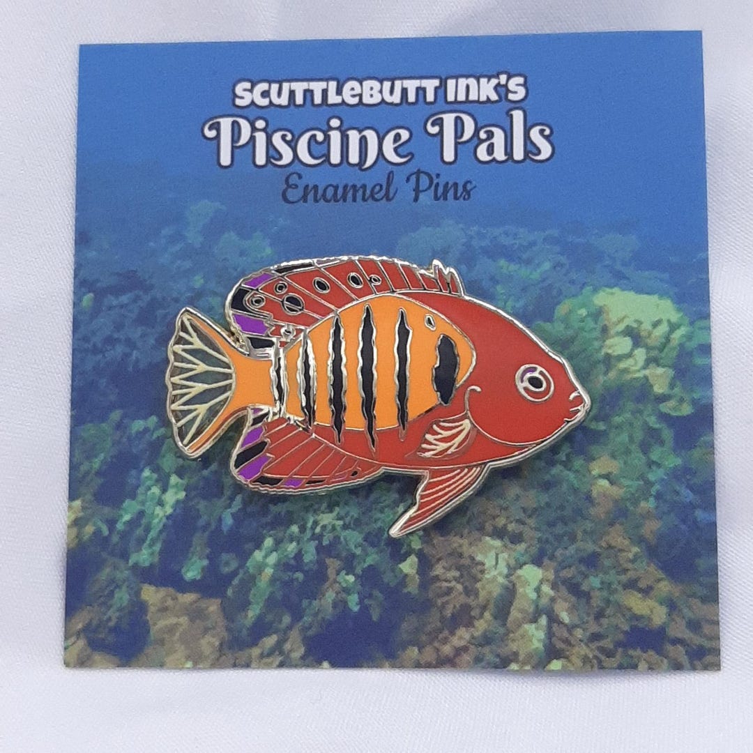Beautiful Flame Angelfish Enamel Pin Angel Fish - Etsy