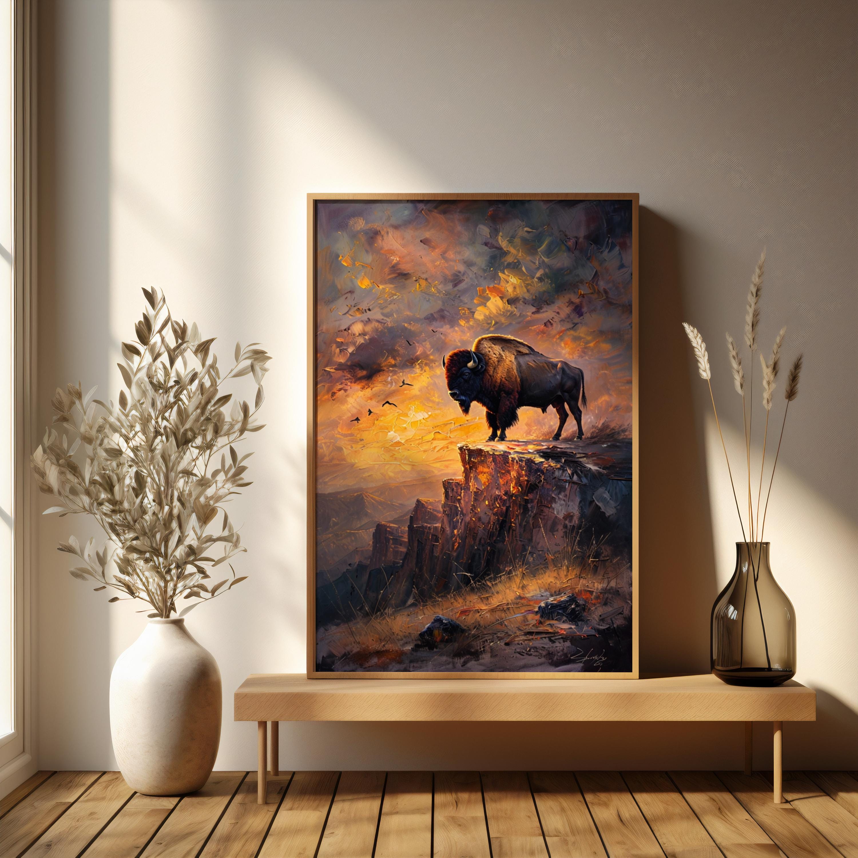 Bison Wall Art, Bison Wall Decor, Yellowstone Buffalo Wall Art ...