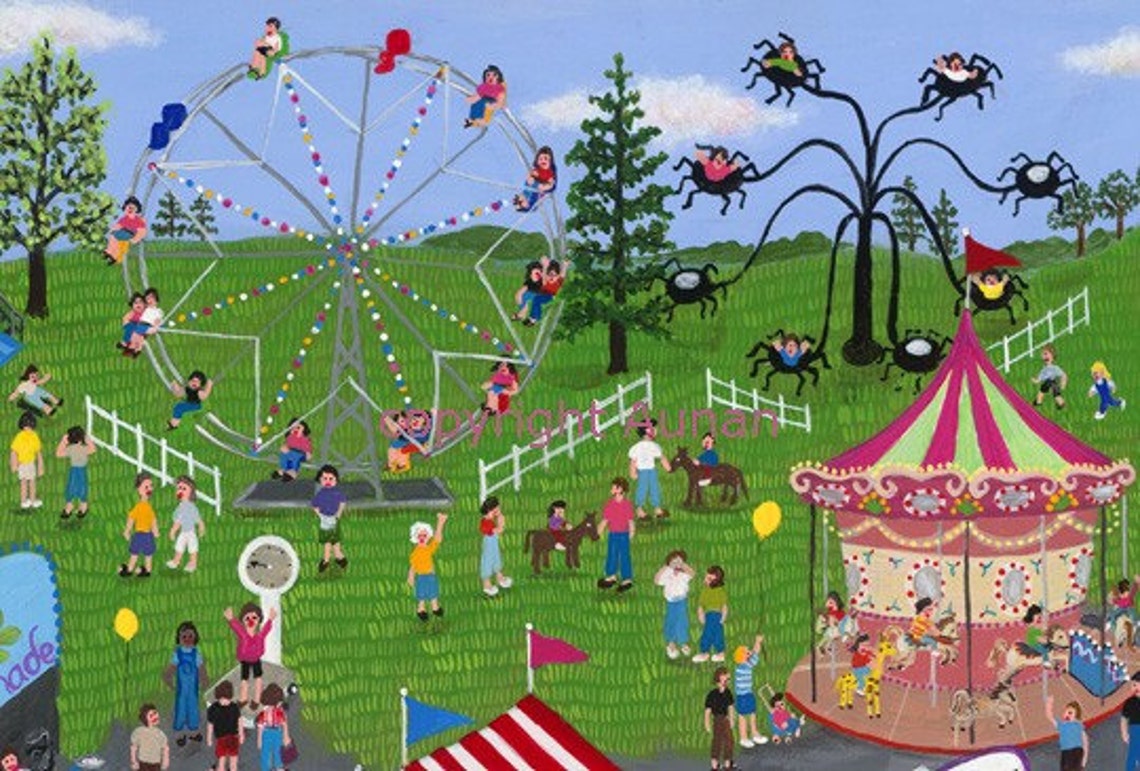 County Fair 2 Farm Art County Fair Painting Ferris Wheel | Etsy