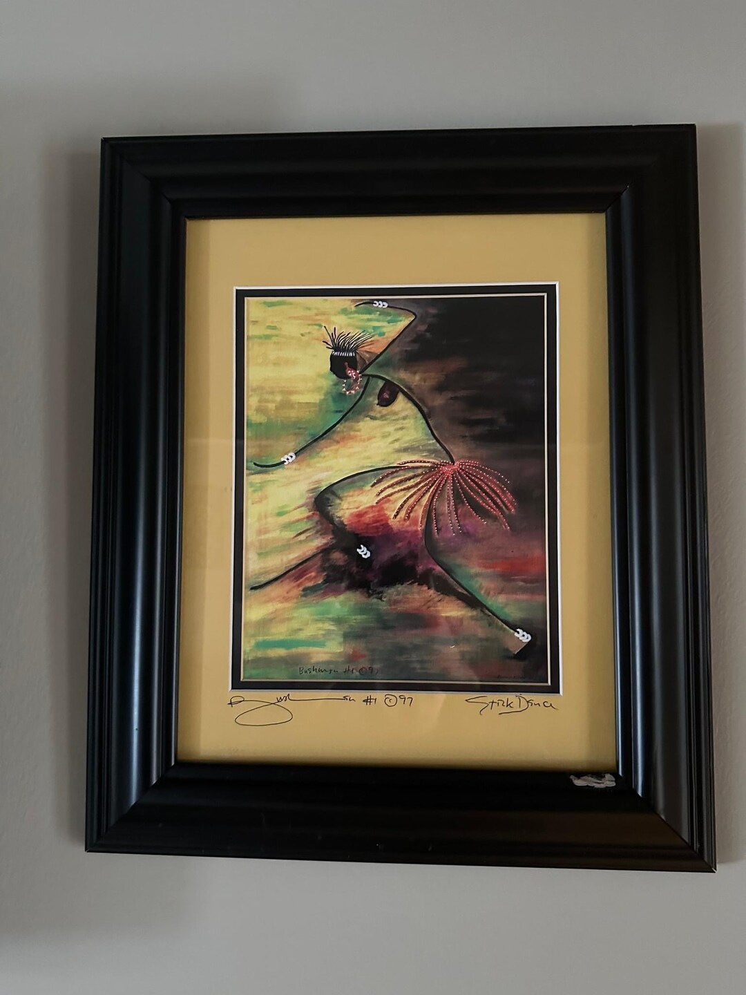 Vintage Stick Dance Art Framed Matted Picture by Timothy Adebule ...