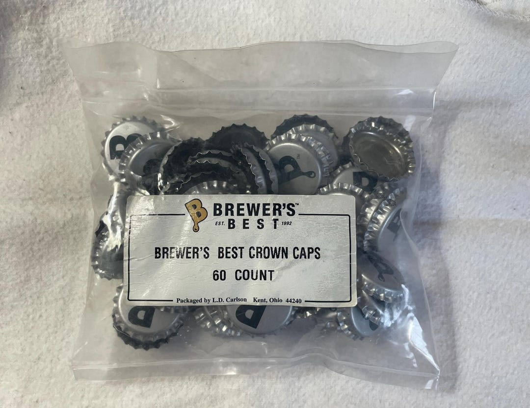 Bottle Caps 60 Count Brewer's Best Metal Silver Crown Caps With Tear ...
