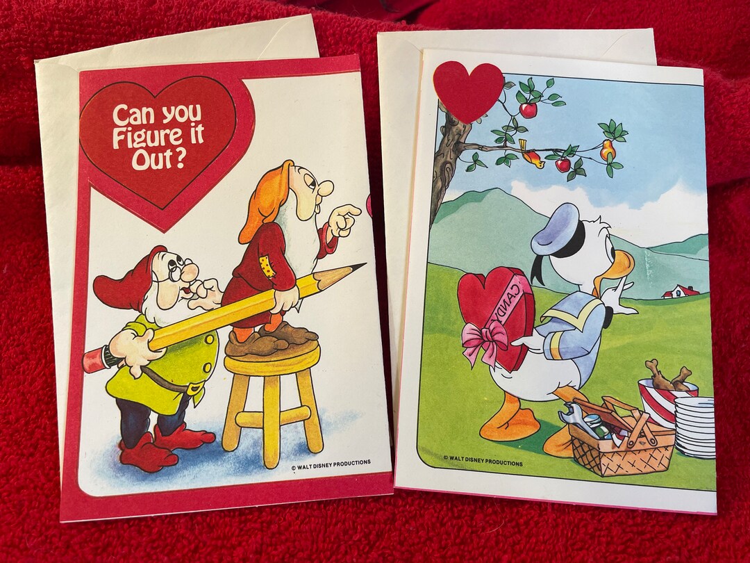 Vintage Disney Valentines Cards Donald Duck and Snowwhite and Dwarfs ...