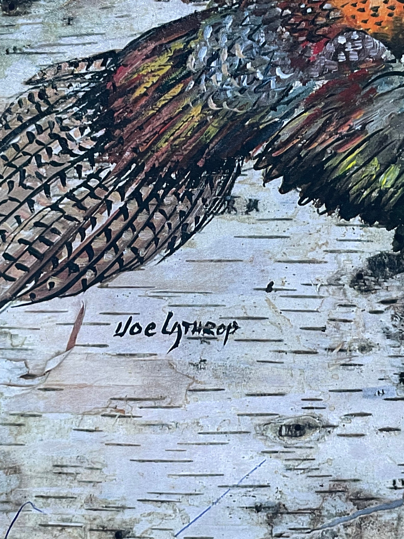 Joe Lathrop Wildlife Artist Print Flying Quail Birch Background Print ...