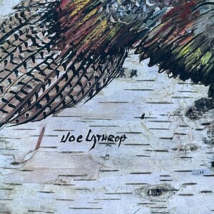Joe Lathrop Wildlife Artist Print Flying Quail Birch Background Print ...