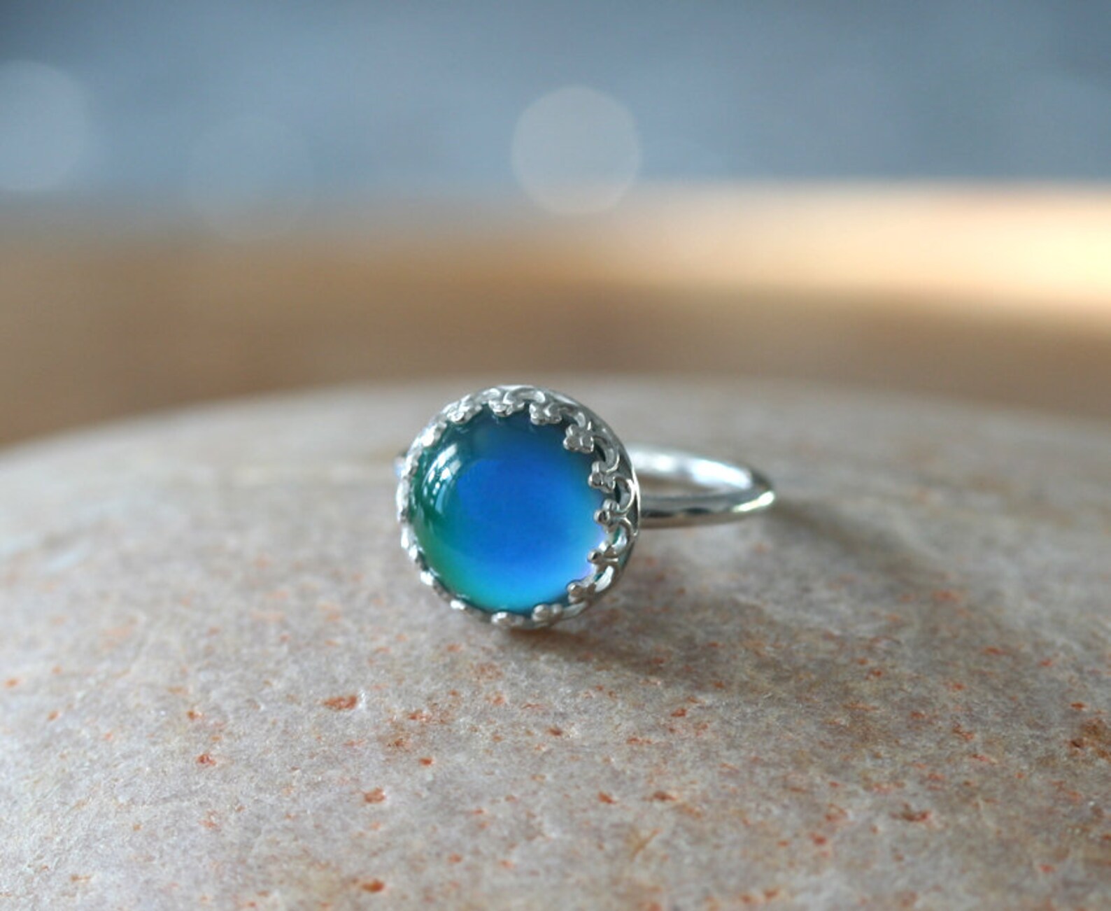 Mood Stone Pendant Necklace Sterling Silver 10 Mm Crown - Etsy