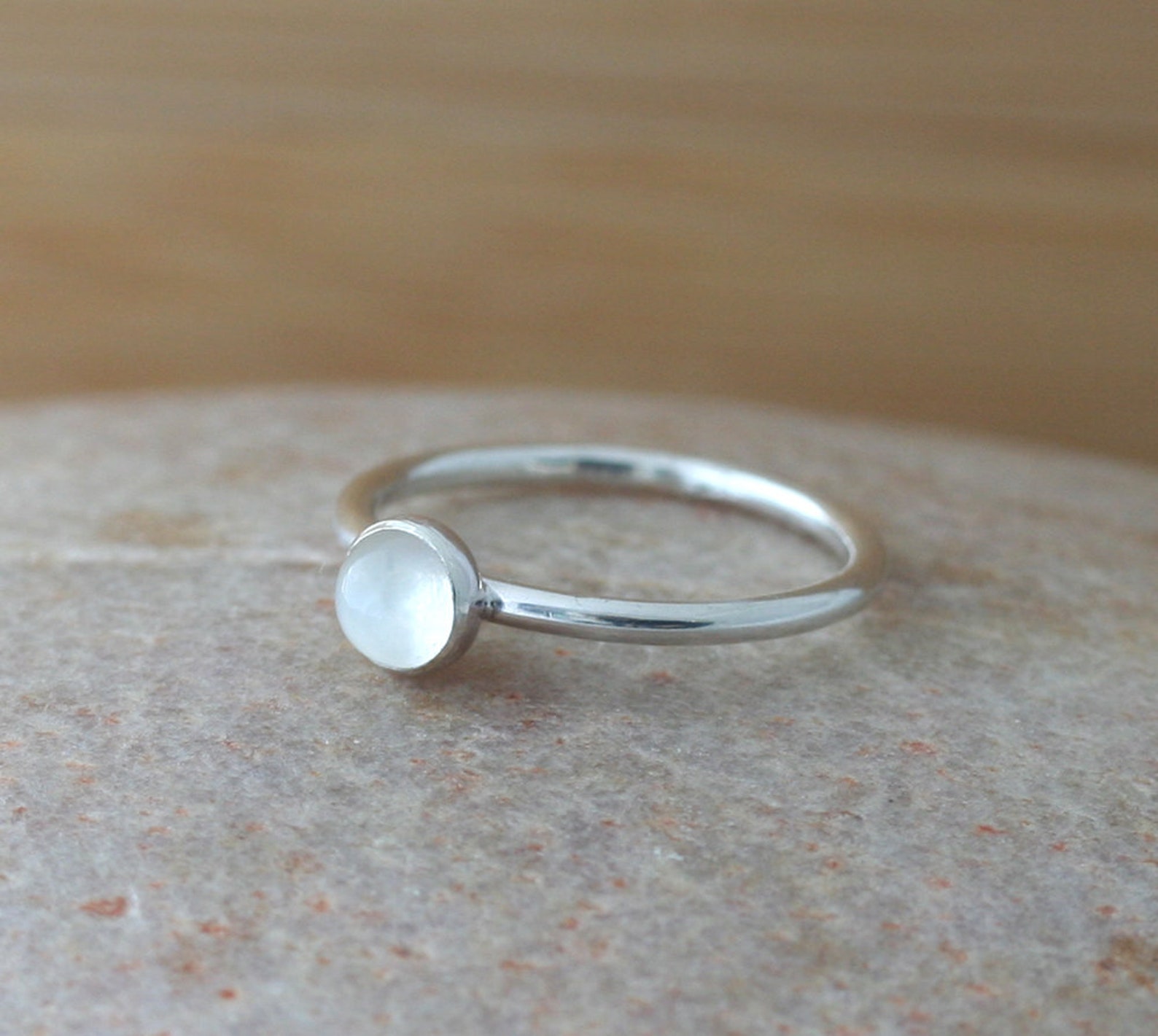 Moonstone Stacking Ring 5 Mm Sterling Silver June Birthstone | Etsy