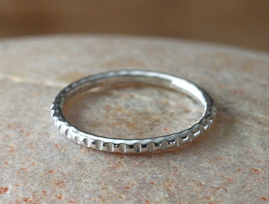 Ridged Stacking Ring Sterling Silver Hammered Stacker Ring - Etsy