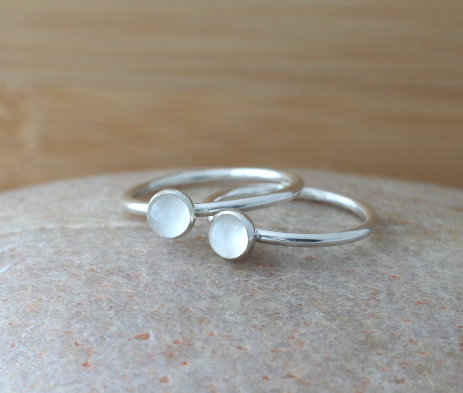 Moonstone Stacking Ring 5 Mm Sterling Silver June Birthstone | Etsy