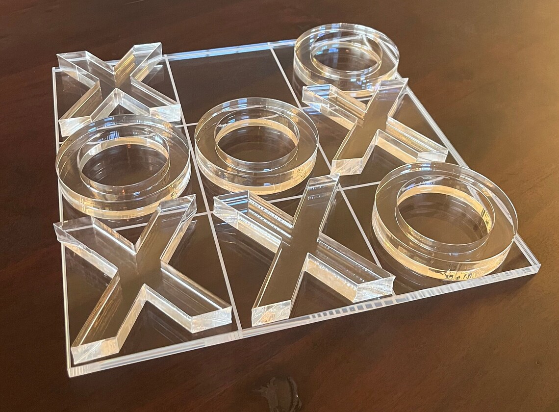 Acrylic Noughts and Crosses - Tic Tac Toe X and O With 10 Pieces ...