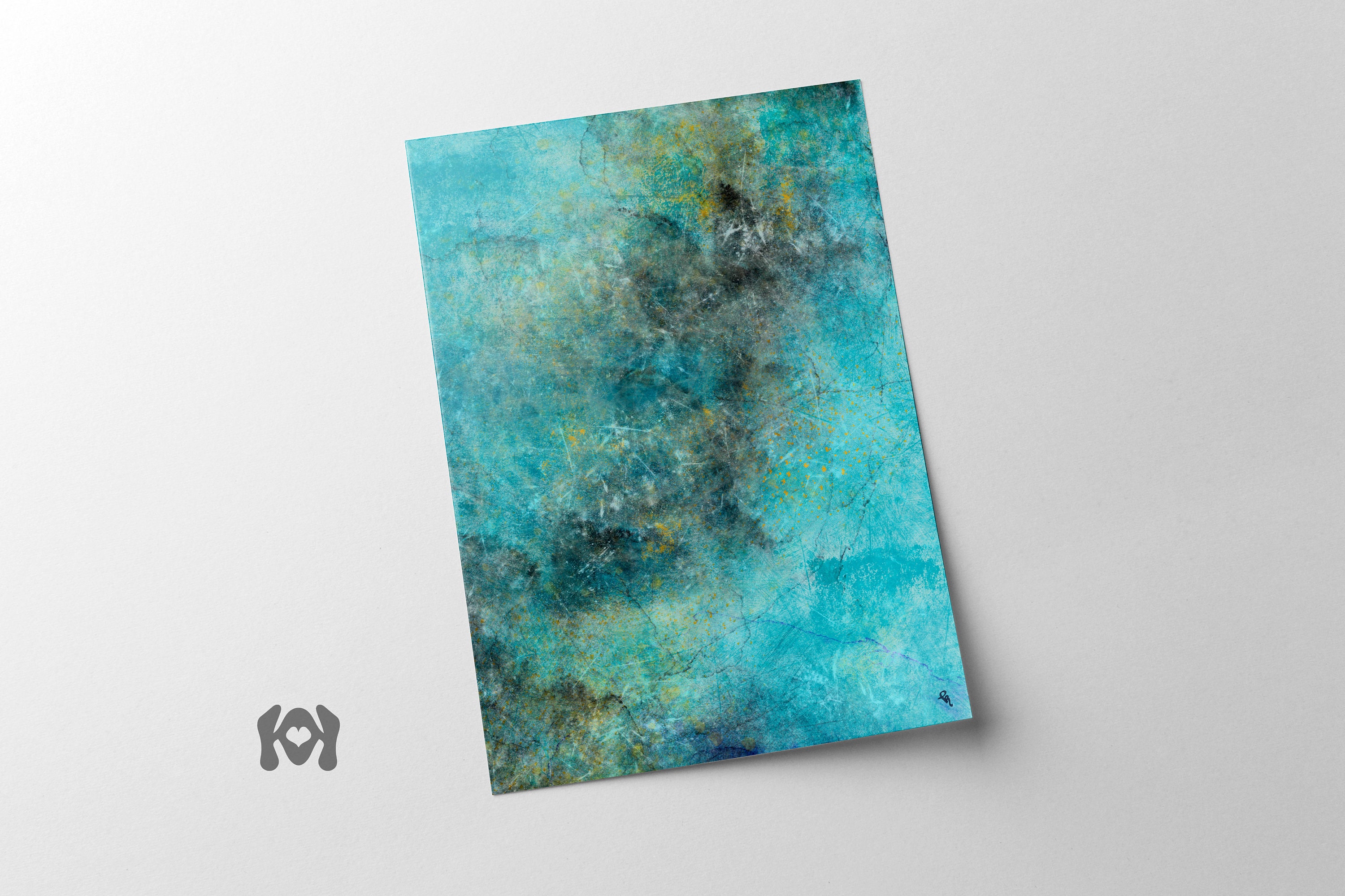 Blue Abstract Print | Digital Printable Hand-drawn Illustration ...
