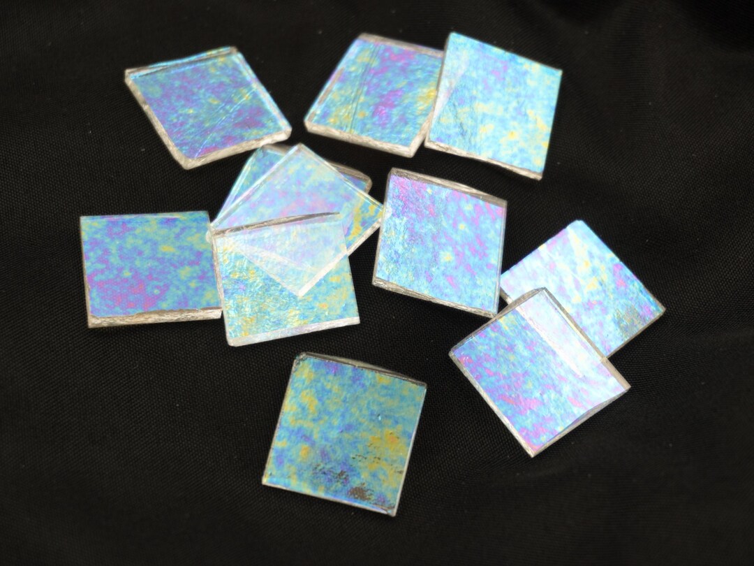 Clear Luminescent Double Rolled Rectangle Border Hand Cut Glass Mosaic ...