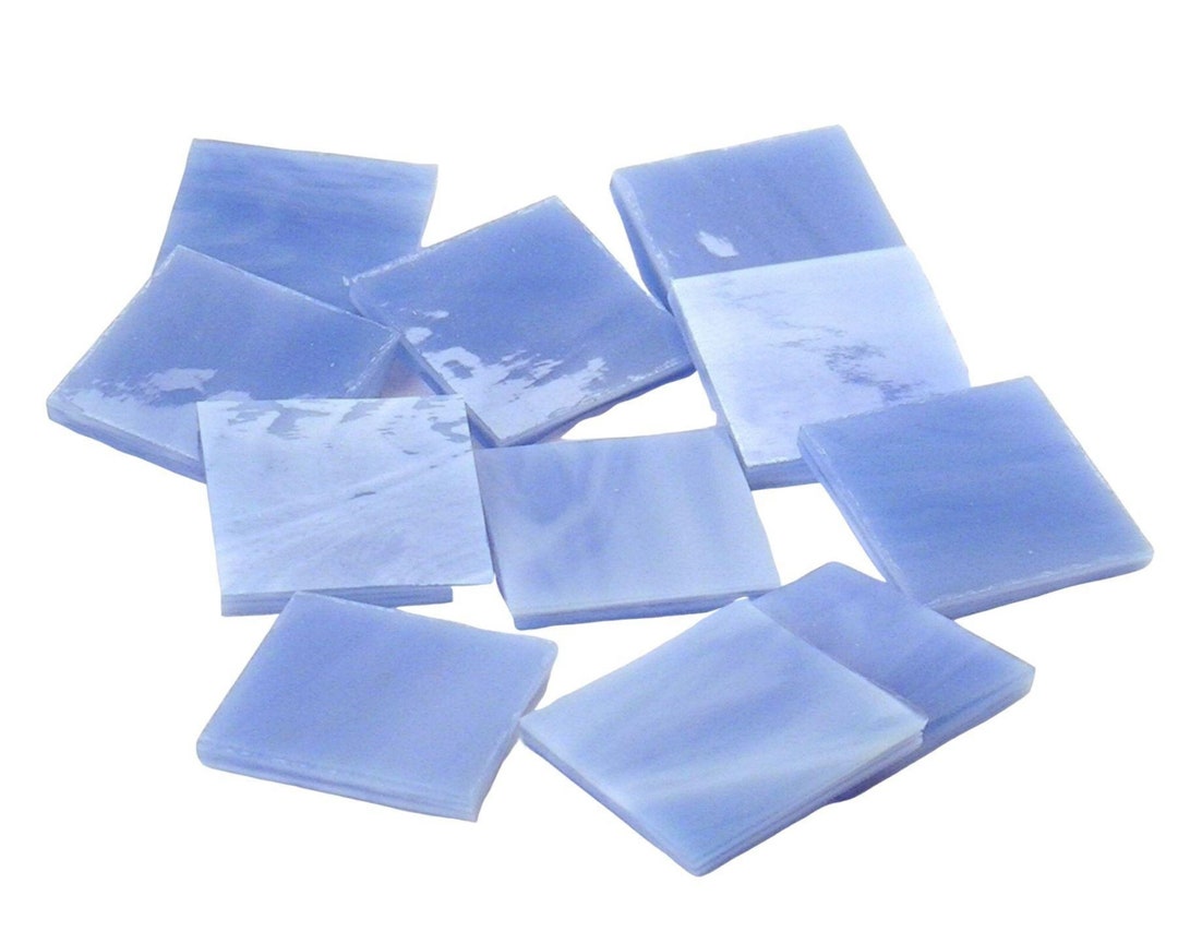 Baby Blue Opal Square Hand Cut Glass Mosaic Tile Shapes | Fusible 96 ...