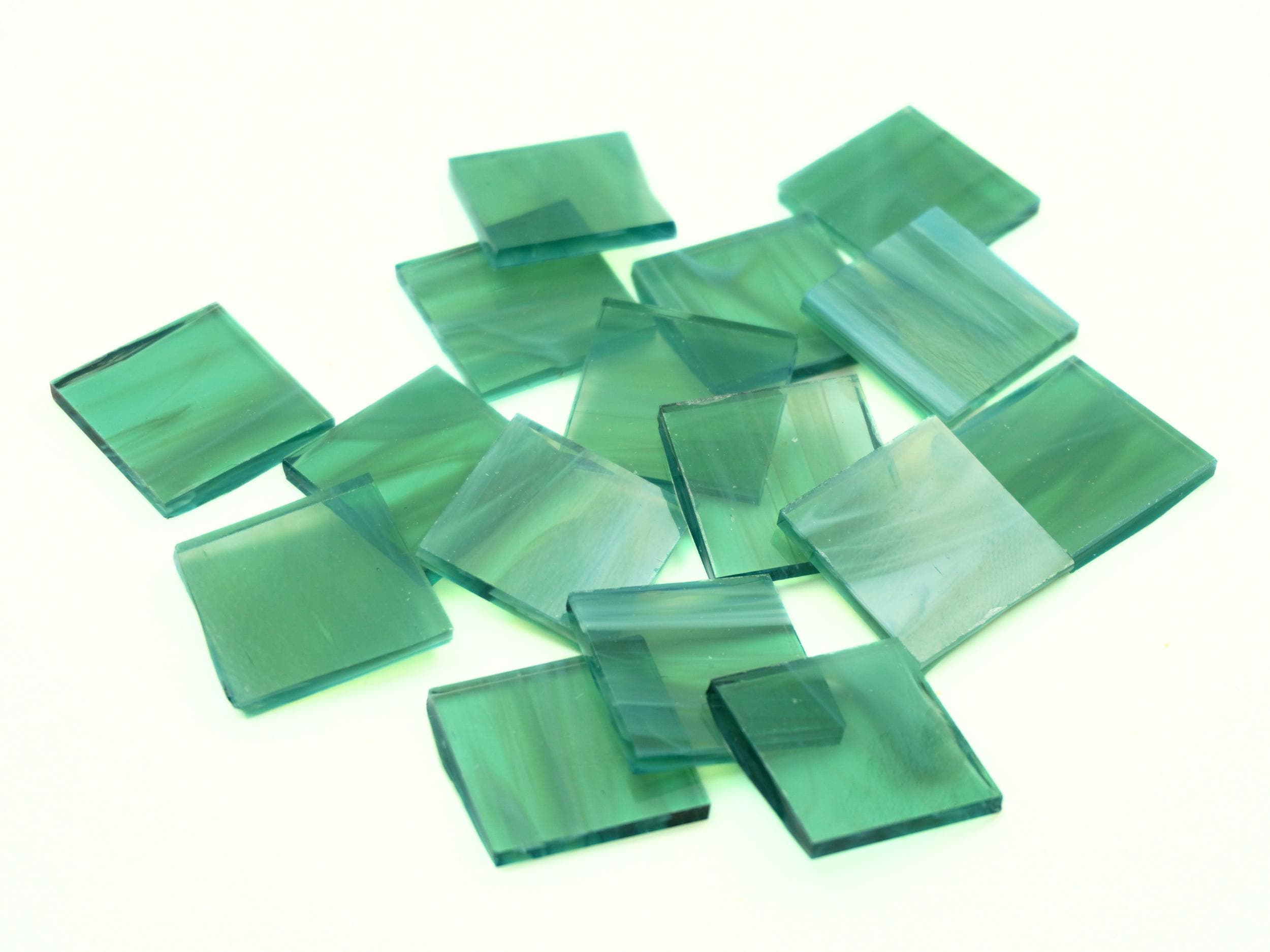 Sea Foam Green Wispy Rectangle Border Hand Cut Glass Mosaic Tile Shapes ...