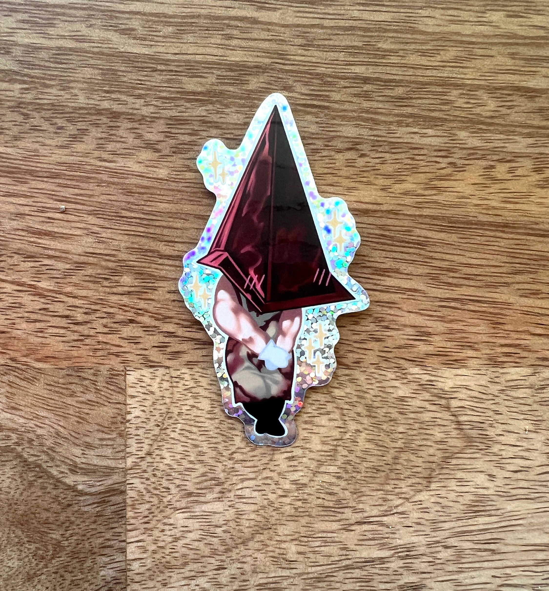 Shy Pyramid Head Holographic Glitter Sticker - Etsy