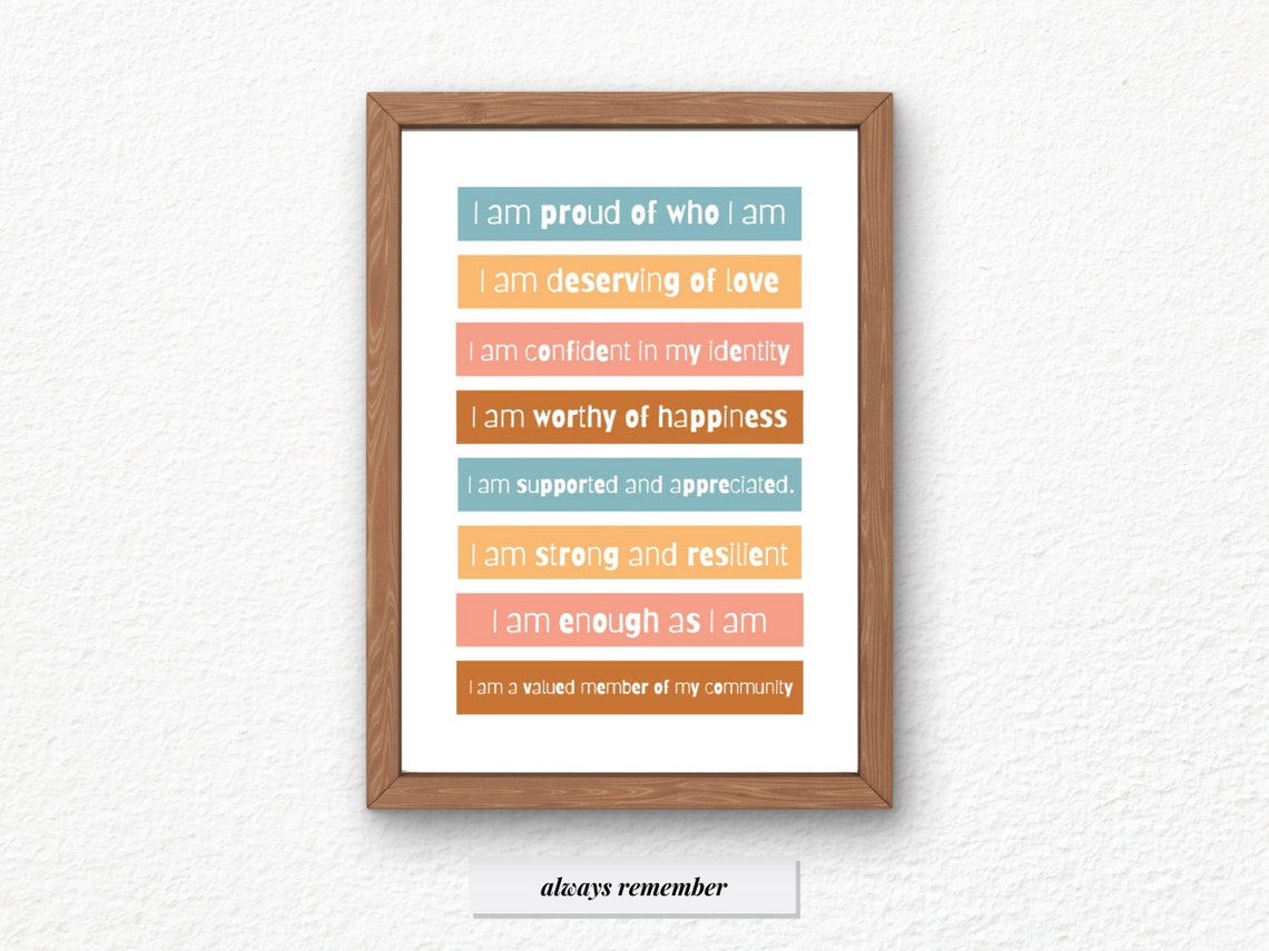 Printable Wall Art Affirmations for Kids, I Am Affirmations, Classroom ...