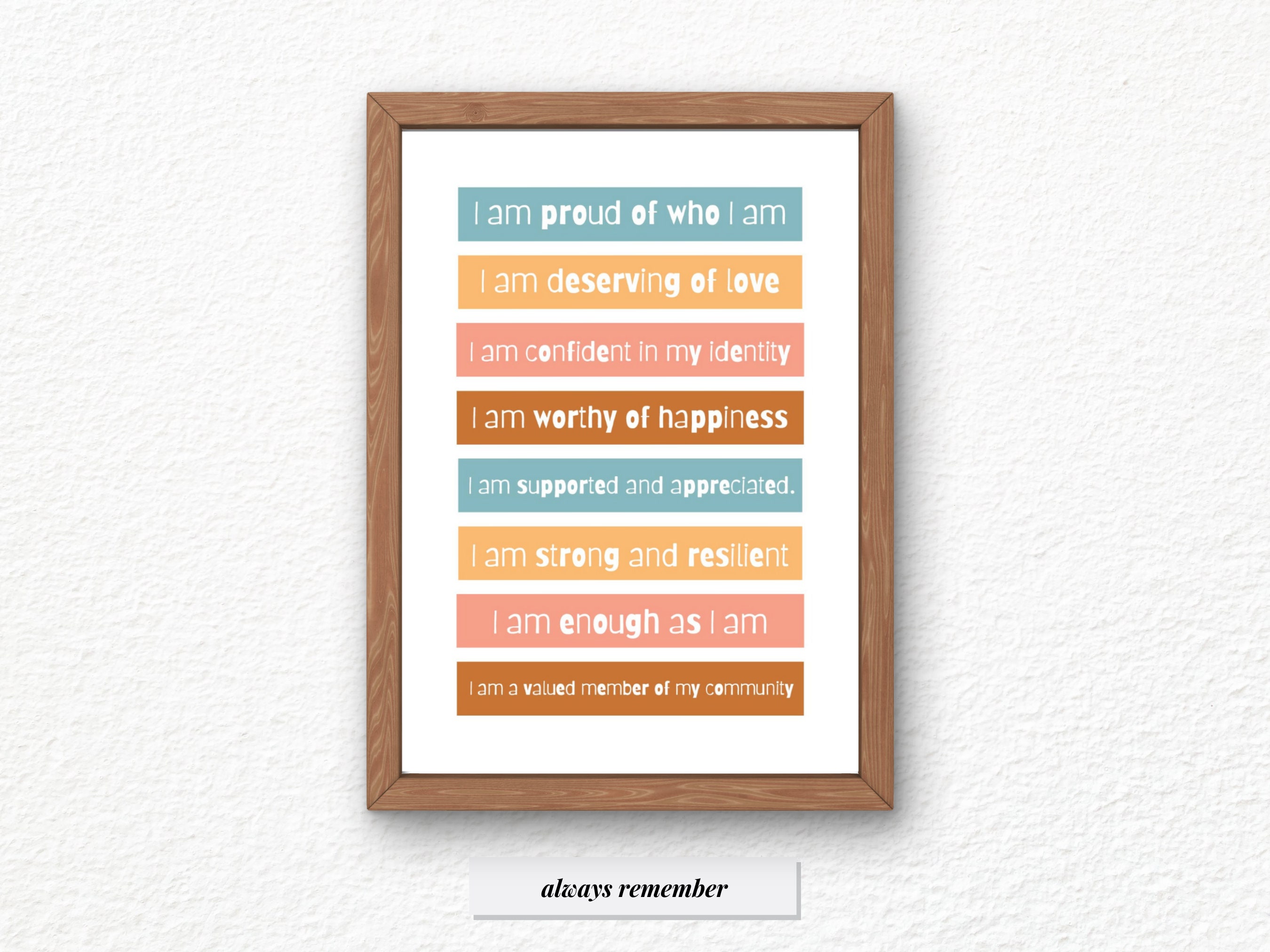 Printable Wall Art Affirmations for Kids, I Am Affirmations, Classroom ...