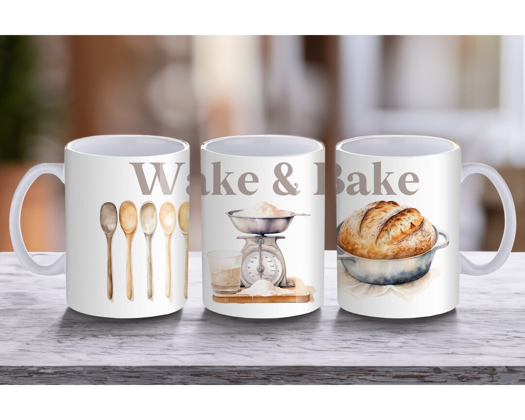Wake & Bake Mug, Sourdough Coffee Cup Mug, Unique Baker Gift, Baking ...