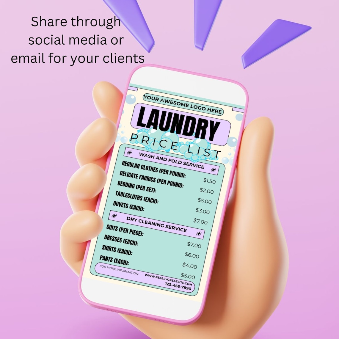 Editable Laundry Service Price List, Canva Laundry Shop Advertising ...