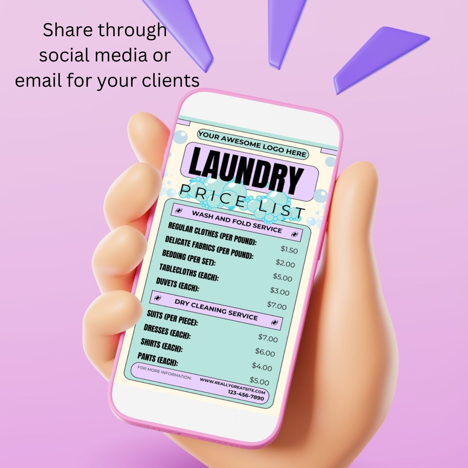 Editable Laundry Service Price List, Canva Laundry Shop Advertising ...