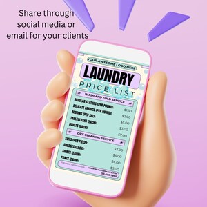 Editable Laundry Service Price List, Canva Laundry Shop Advertising ...