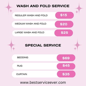 Editable Laundry Service Price List, Customizable Laundry Service ...