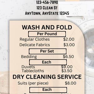 Editable Laundry Service Price List, Canva Laundry Shop Advertising ...