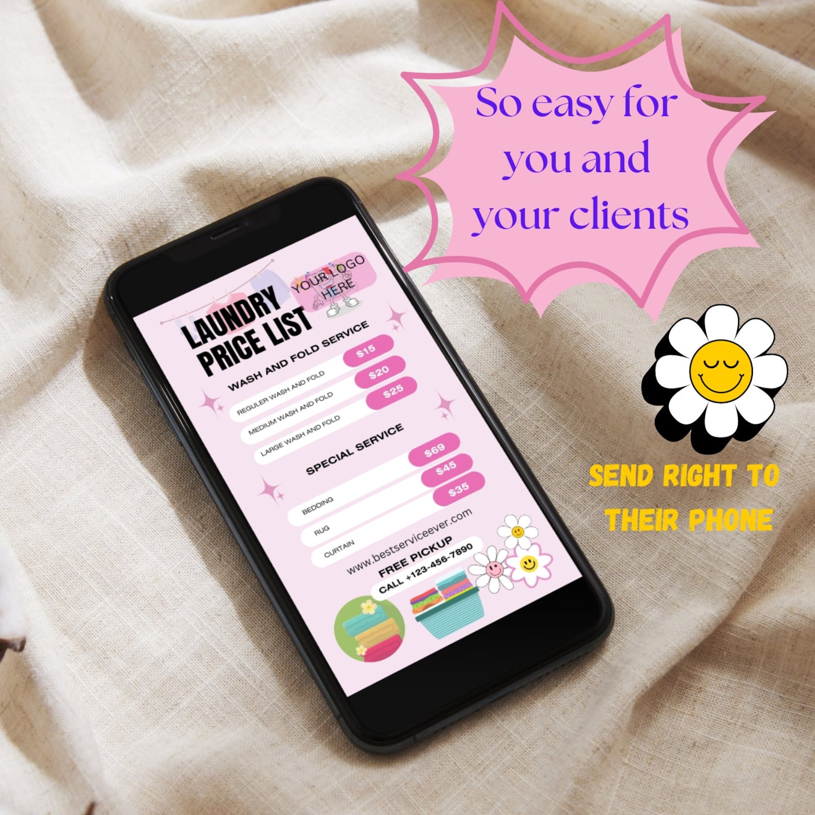 Editable Laundry Service Price List, Customizable Laundry Service ...