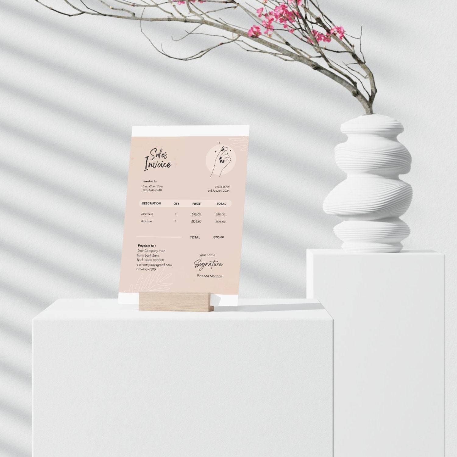 EDITABLE INVOICE TEMPLATE, Nail Salon Template for Small Business ...