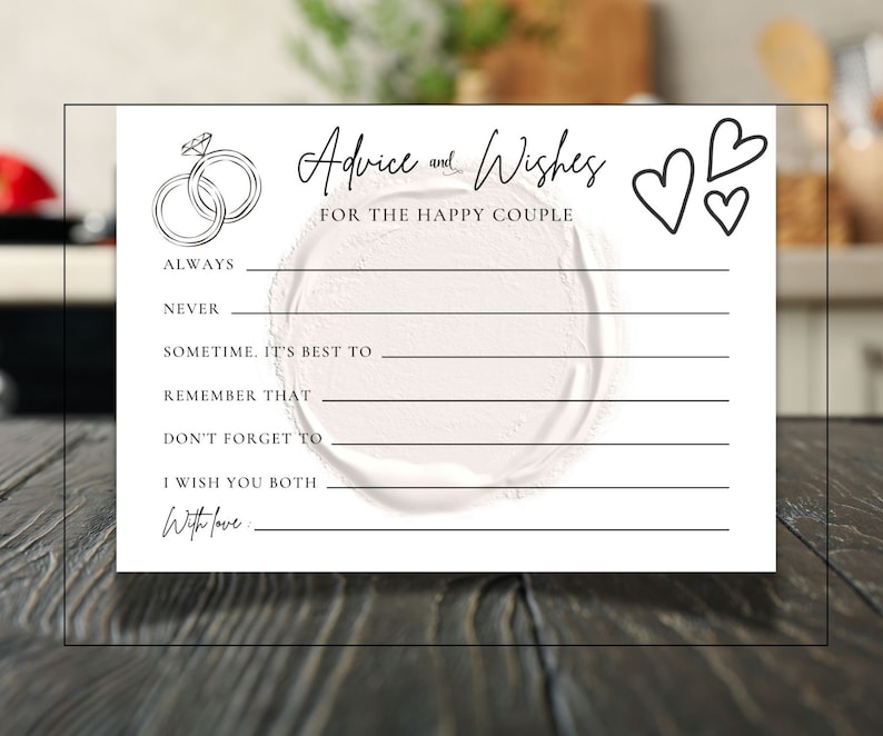 EDITABLE Wedding Advice and Wishes Cards, Advice and Wishes for Bride ...