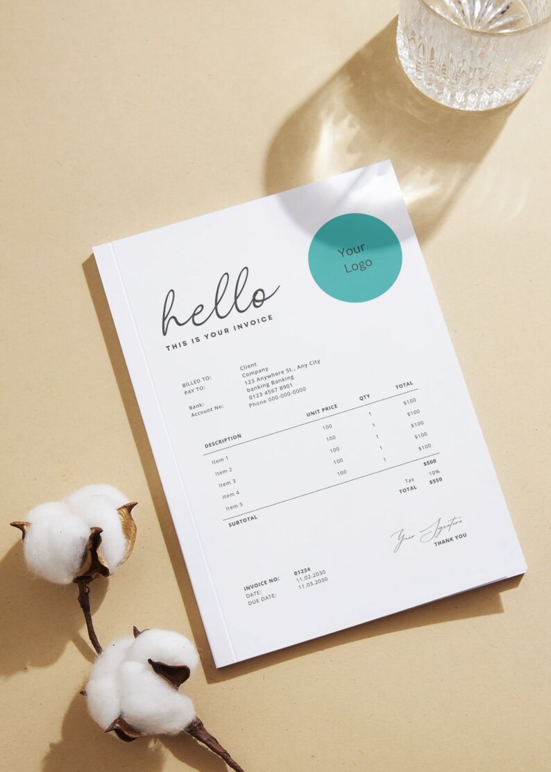 Modern Client Invoice, Minimalist Invoice Template Download, Small ...