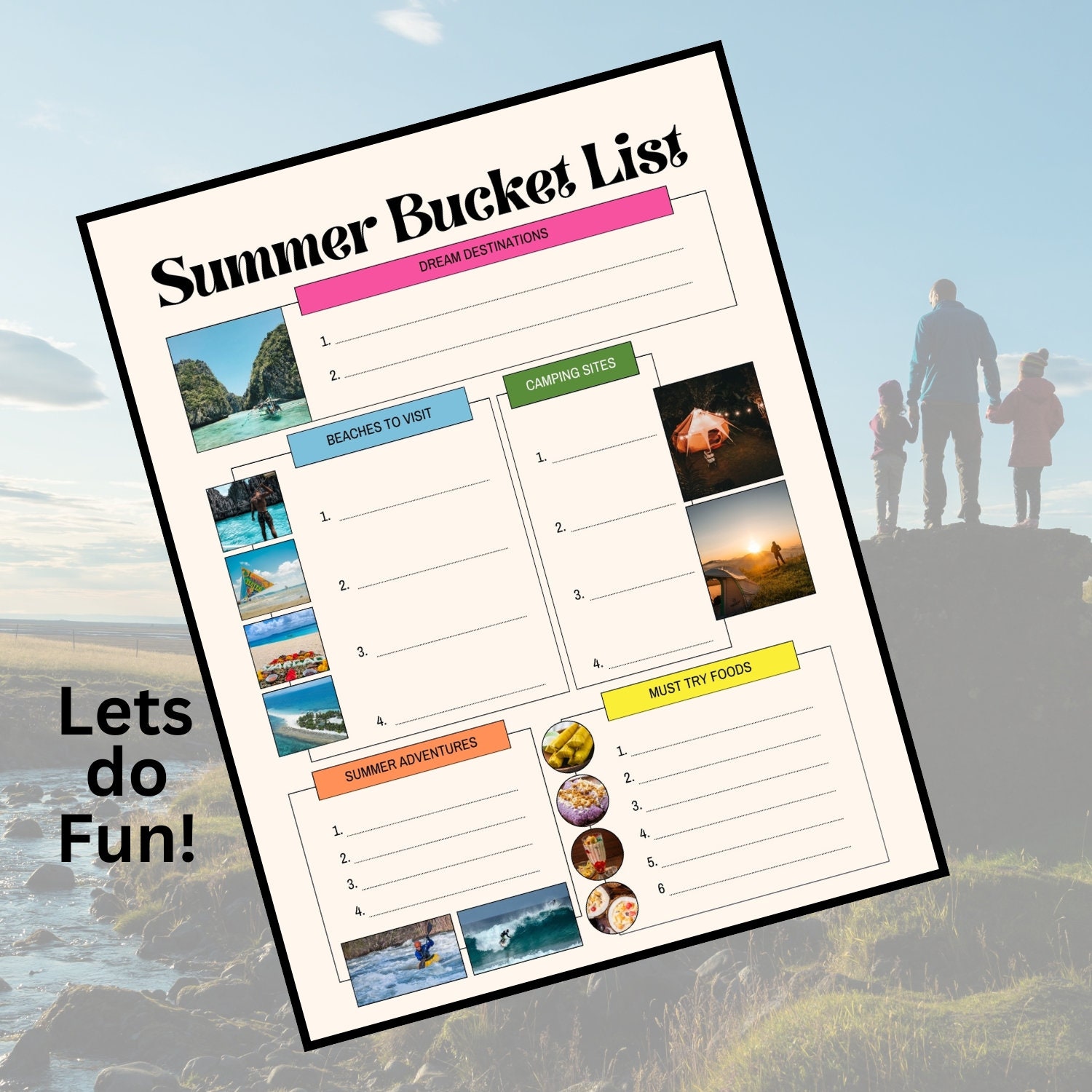 Summer Bucket List Printable, Summer Break Bucket List Template, Summer ...