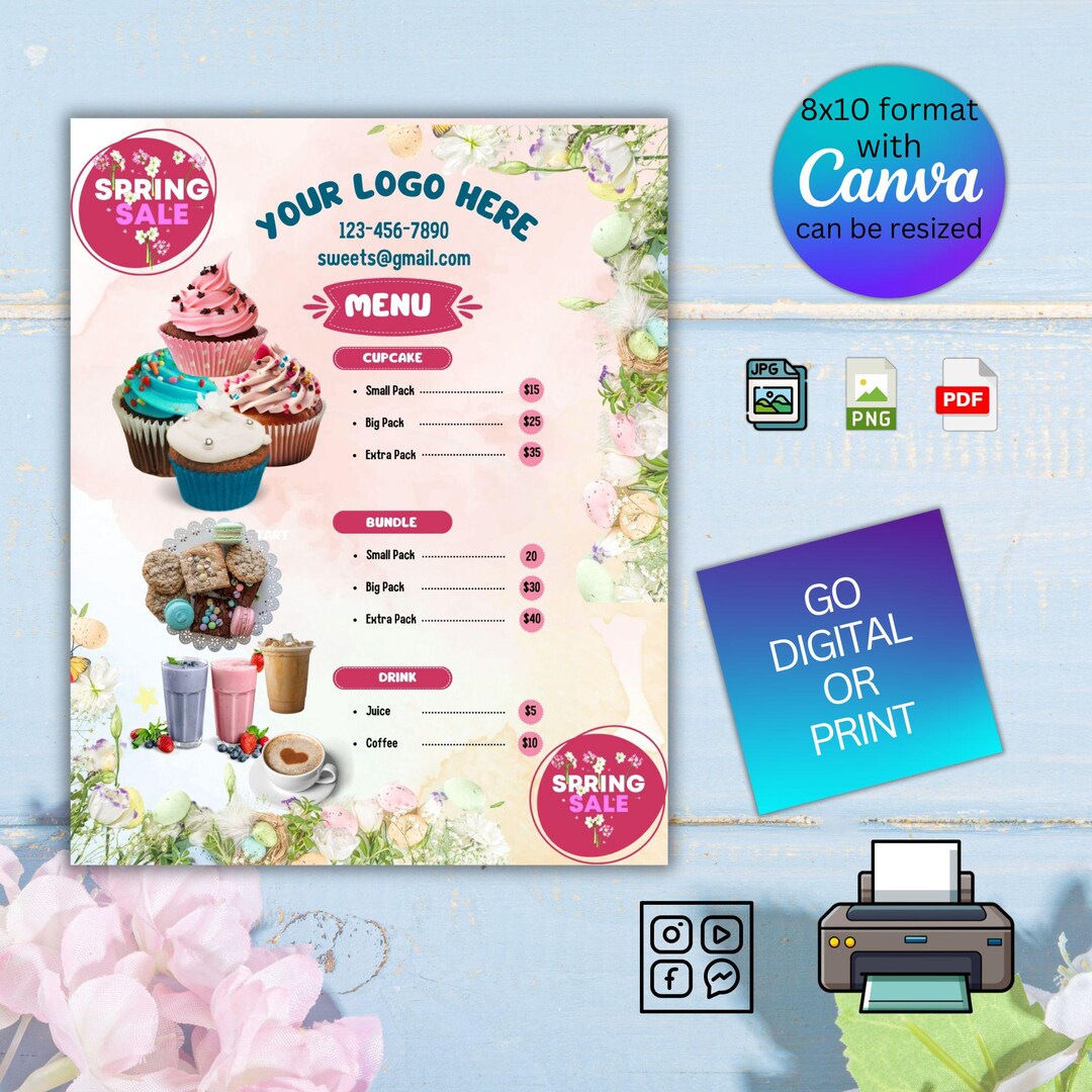 Bakery Shop Price List Canva Template, Printable Payment Sign, Editable ...
