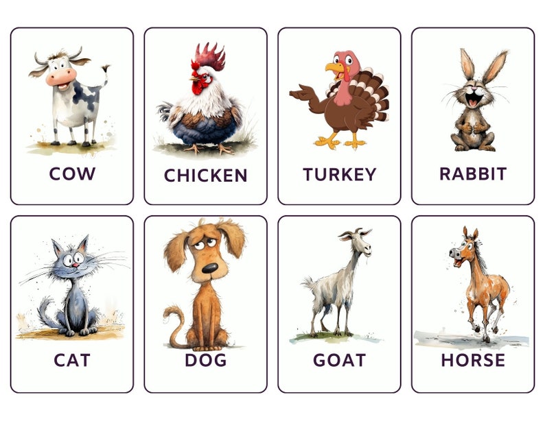 Farm Animals Montessori, Interactive Flash Cards Printable Matching ...