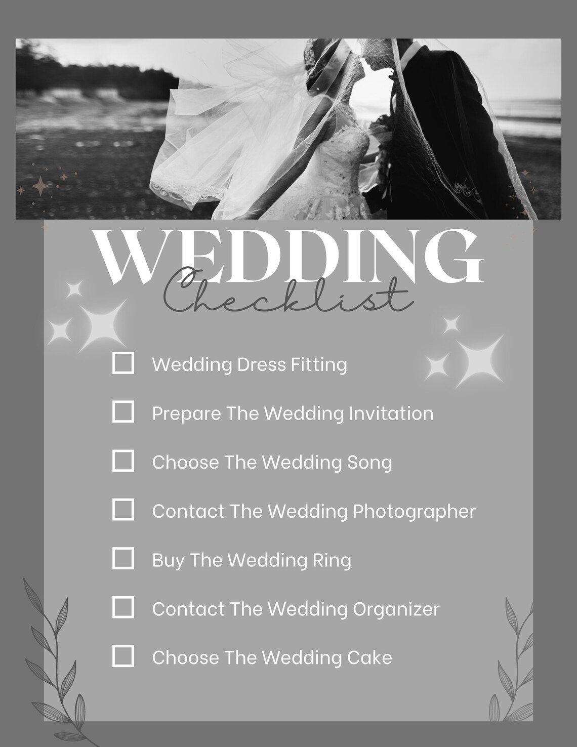 Simple Wedding Checklist Printable Canva Template, Canva Editable ...