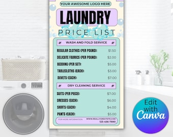 Editable Laundry Service Flyer, Canva Laundry Shop Advertising Template ...