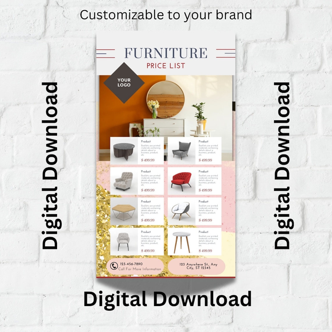 Furniture Price List, Easy Editable Through Canva, Change Out Products ...