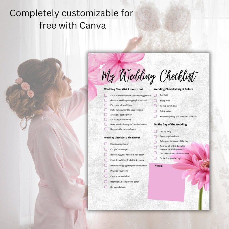 Editable Wedding Day Checklist, Bride Checklist Template Wedding ...