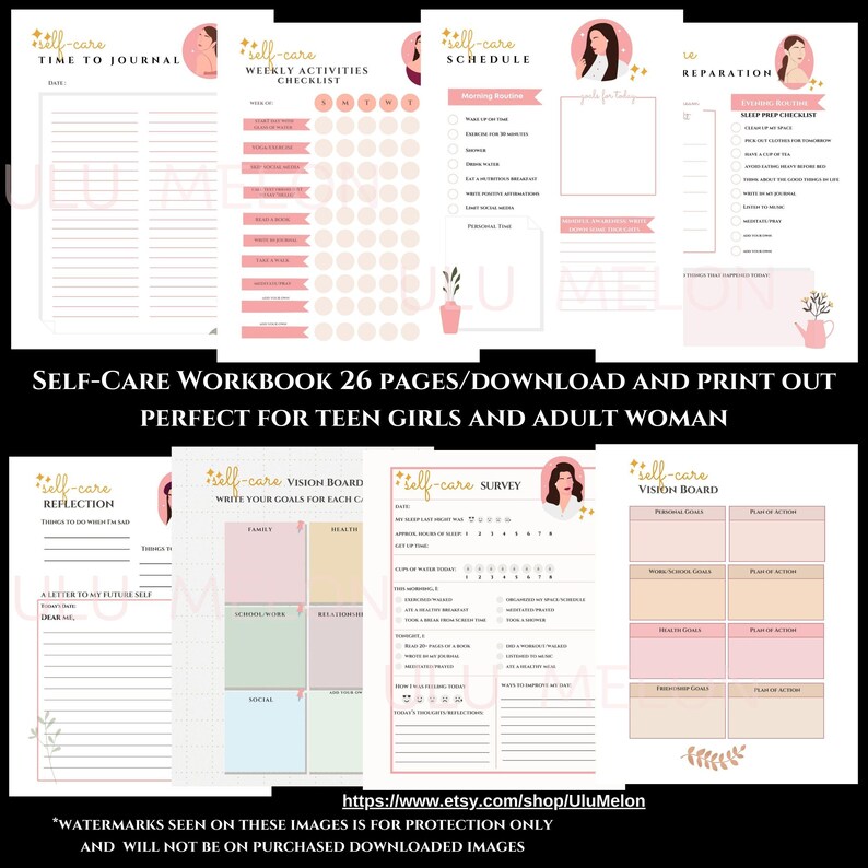 Digital Self-care Workbook, Printable Mental Health, Teen Self-care ...