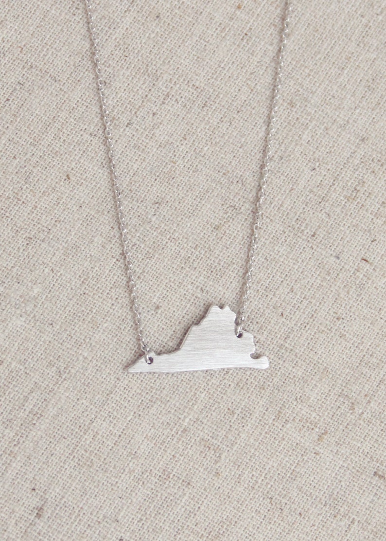 Virginia State Necklace Brushed Silver or Gold - Etsy