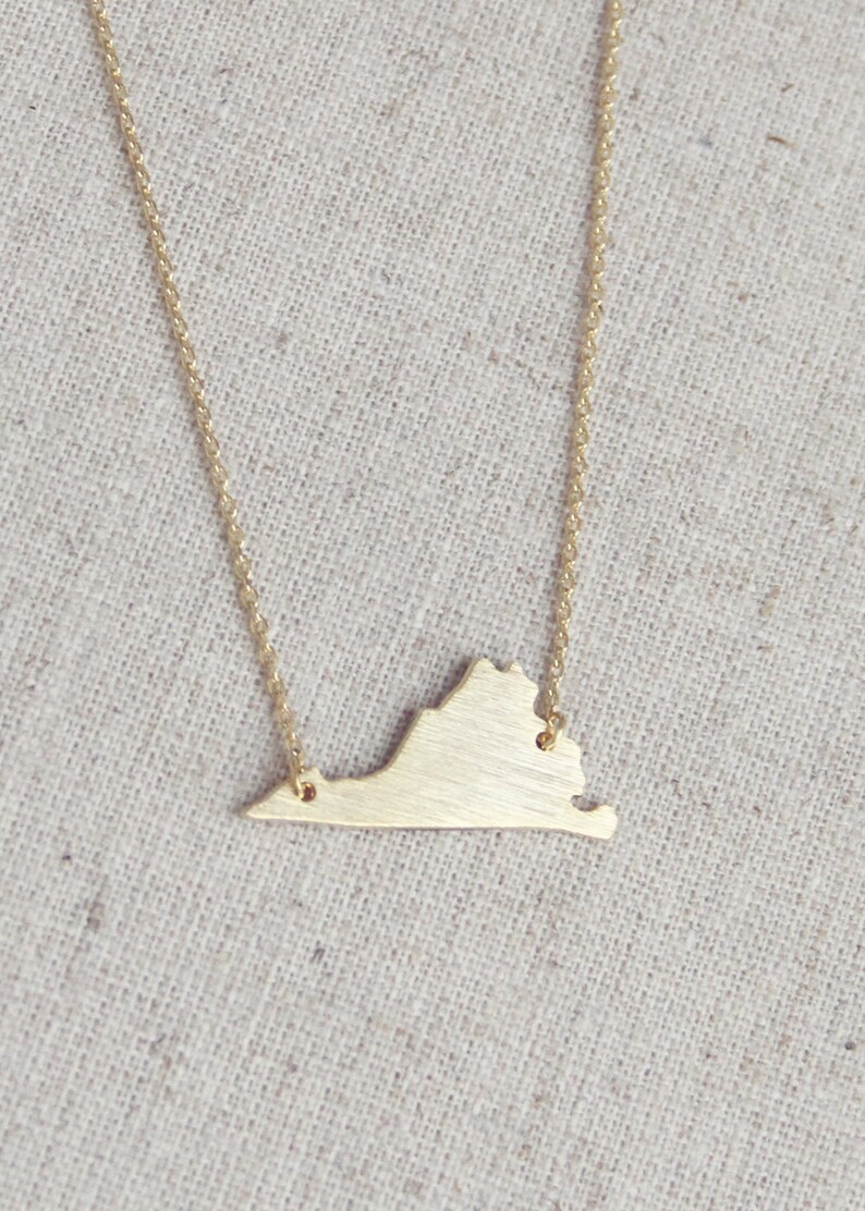 Virginia State Necklace Brushed Silver or Gold - Etsy