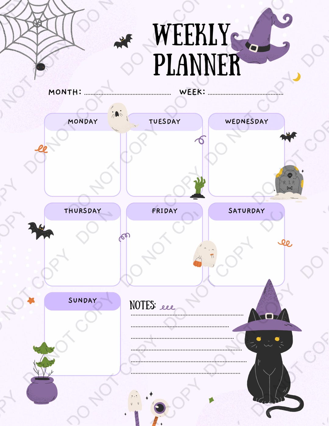 Spooky Weekly Planner | Instant Download | Printable | Daily Planner ...