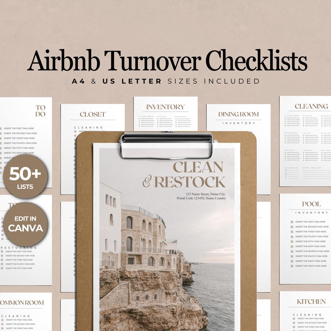Airbnb Cleaning Checklist Bundle for Airbnb Host Customizable Checklist ...