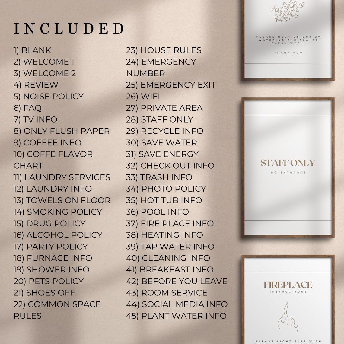 Airbnb Welcome Sign Bundle for Airbnb Host Customizable Wall Signs ...