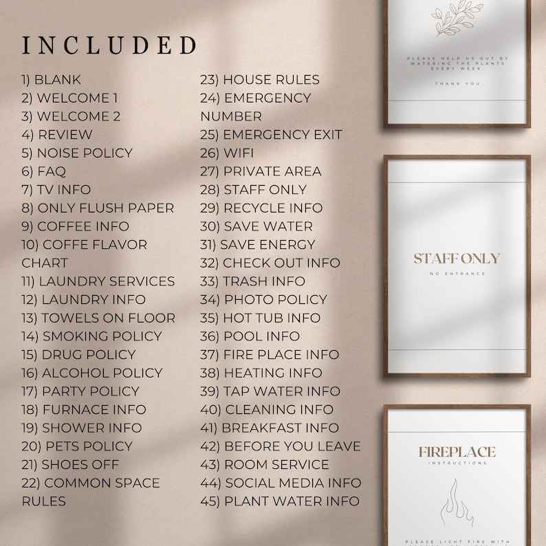 Airbnb Welcome Sign Bundle for Airbnb Host Customizable Wall Signs ...